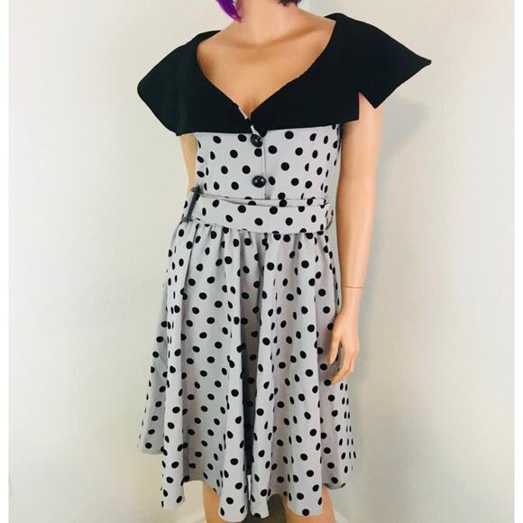 Collectif | Dresses | Collectif Judy Dress Polka Dot Fit And Flare Pin ...